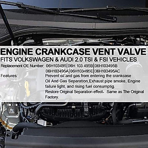 Dasbecan PCV Valve Engine Crankcase Vent Oil Separator Breather Hose Kit Compatible with Audi A3 A4 A5 Q5 TT VW Beetle CC Jetta Passat Tiguan Seat Skoda Replaces# 06H103495 06H103495B