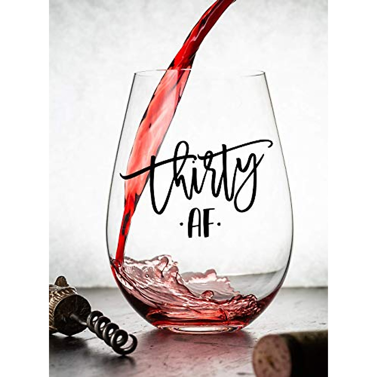 30 AF Funny Wine Glass - 30th Birthday For Women - Silly Bday For Women, Sister, Mom, Grandma, Nana, Best Friend - Thirty AF Birthday Wine Glass For Decorations, Anniversary, Special Events