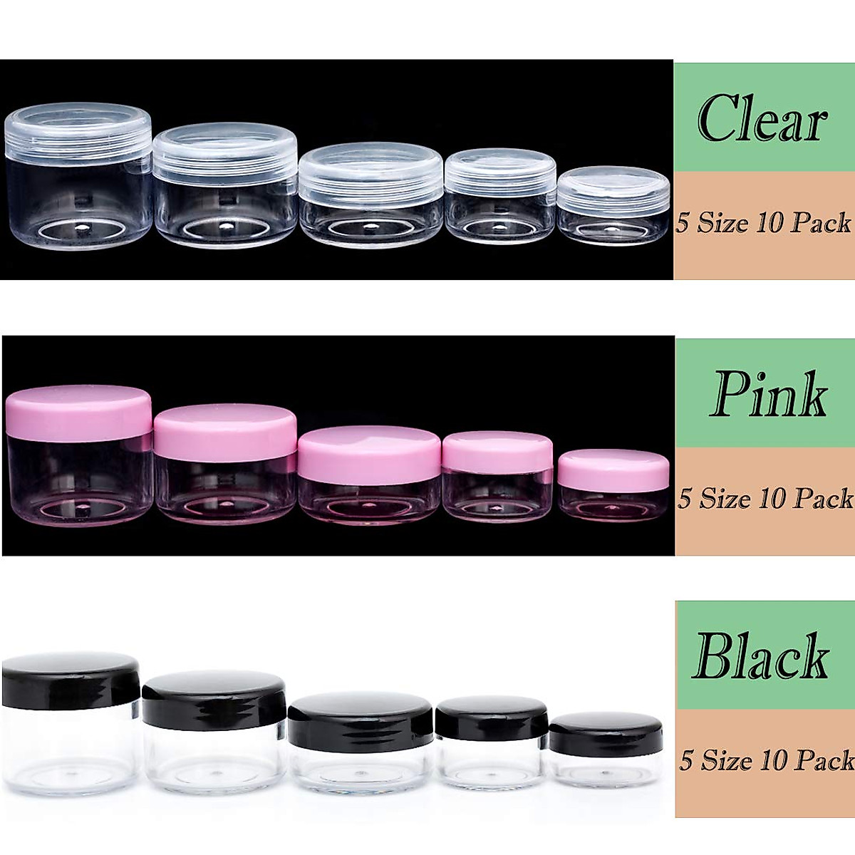 ZEJIA 30pcs Small Travel Containers, Sample Containers with Screw Lids, 5 Size 3/5/10/15/20 Gram Sample Jars, Makeup Small Travel Jars, with Labels and Mini Spatulas