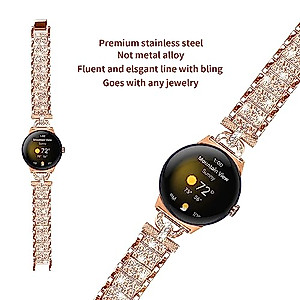 MVRYCE Compatible With Google Pixel 2022 WatchBand, Stainless Steel Watchband Bling Rhinestone Replacement Bracelet Adjustable Bands for Google Pixel SmartWatch 2022 Released (Rose Gold)
