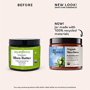 Sky Organics - Organic Shea Butter, 15 oz - Nourishes, Soothes, and Softens Dry Skin - Raw & Undefined - Essential Fatty Acids & Antioxidants - Natural, Vegan & Cruelty Free - Skin Care & Self Care