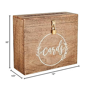Eximious India Wedding Card Box with Card Slit and Lock 12"X10"X4.5"- Gift Wishing Well Card Box for Weddings, Receptions, Birthdays, Graduations, Baby Showers, Honeymoon Funds WBKH (Burnt)
