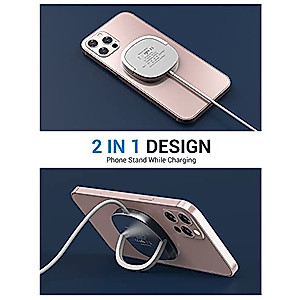 iPhone 14 Magnetic Wireless Charger - Super Fast Mag Charging and 20W USB-C Wall Plug Compatible with iPhone 14 13/13 Pro / 13 Pro Max / 13 Mini/ 12/12 Mini/ 12 Pro/12 Pro Max/AirPods Pro - Silver