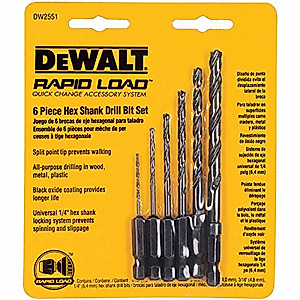 DEWALT DW2551 6 Piece 1/16-Inch to 1/4-Inch Hex Shank Twist Drill Assortment