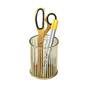 Gold Metal Pen Holder for Desk, Makeup Brushes Cup, Pencil Holders, Office&Home Organizer