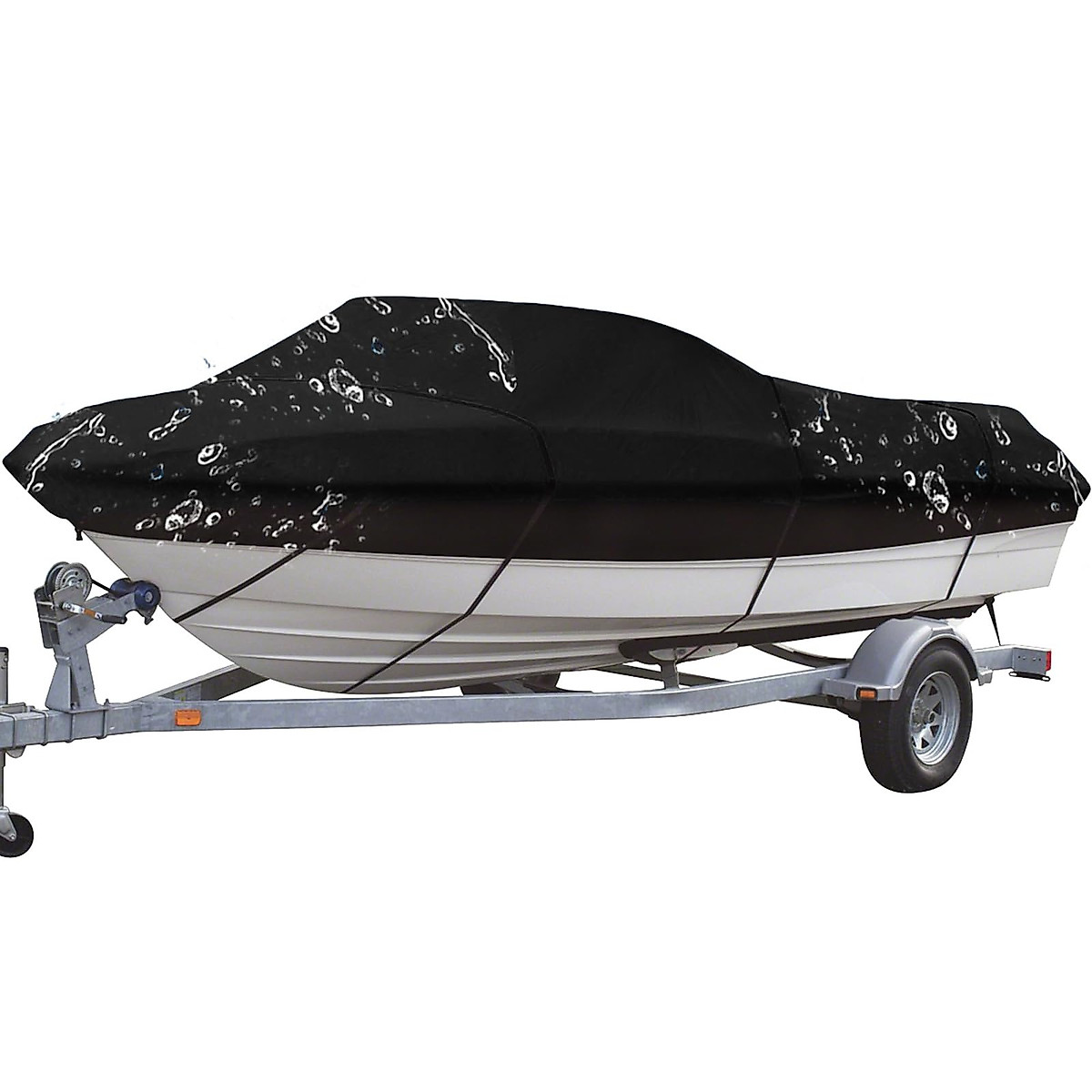 Hifybaty 17'- 19' Boat Cover - Heavy Duty 600D Dual PU Trailerable Marine Grade Polyester Canvas, Fits 17-19ft V-Hull, Tri-Hull, Fishing Boat, Runabout, Pro-Style Bass Boat with Tightening Strap