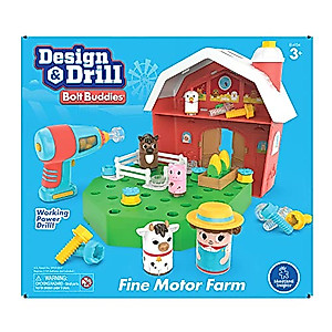 Educational Insights Design & Drill Bolt Buddies Farm Take Apart Toy with Electric Toy Drill, Preschool STEM Toy, Easter Basket Stuffers for Kids, Gifts for Boys & Girls, Ages 3+