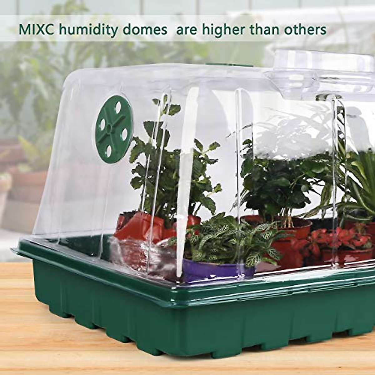 MIXC Humidity Dome 7" Tall 1020 Flat Trays Cover, 10 Pack, Propagation Seed Cloning Kit Super Sprouter Lid Vented for 10 x 20 Inch Flat Tray and Seed Starting Germination