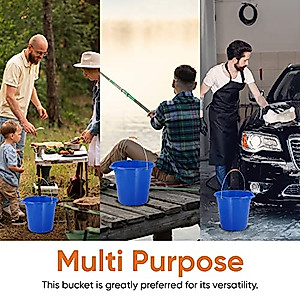 Mop Bucket 2.5 Gallon Bucket for Cleaning - Plastic Car Wash Bucket with Grip Handle - Royal Blue Bucket Small Durable Plastic Pail for Fishing, Mopping, Cleaning -10 Liter Camping Buckets