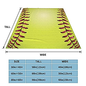 Flannel Softball Blanket for Bed Couch Sofa,Softball Laces Sports Lovers Throw Blanket,Soft Cozy Plush Warm Fuzzy Lightweight Microfiber Fleece Blanket for Adults Teens Kids 50"X40"
