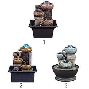 EKDJKK Meditation Tabletop Fountain, Tabletop Waterfall Garden Relaxation Fountain Indoor with LED Light, Mini Tabletop Pool Leisure Fountai Home Decor Gift for Indoor Office Bedroom Relaxation