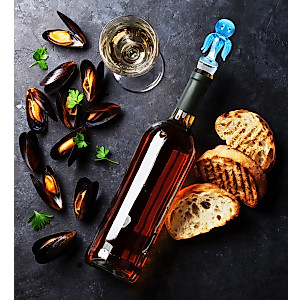 Cheers Octopus Glass Wine Stopper – Elegant Vacuum Seal Reusable Nautical Ocean Life Wine Bottle Stopper – Airtight Leak Proof Bottle Topper Cork Plug, Cute Home Decor & Bar Tool Accessory Gift