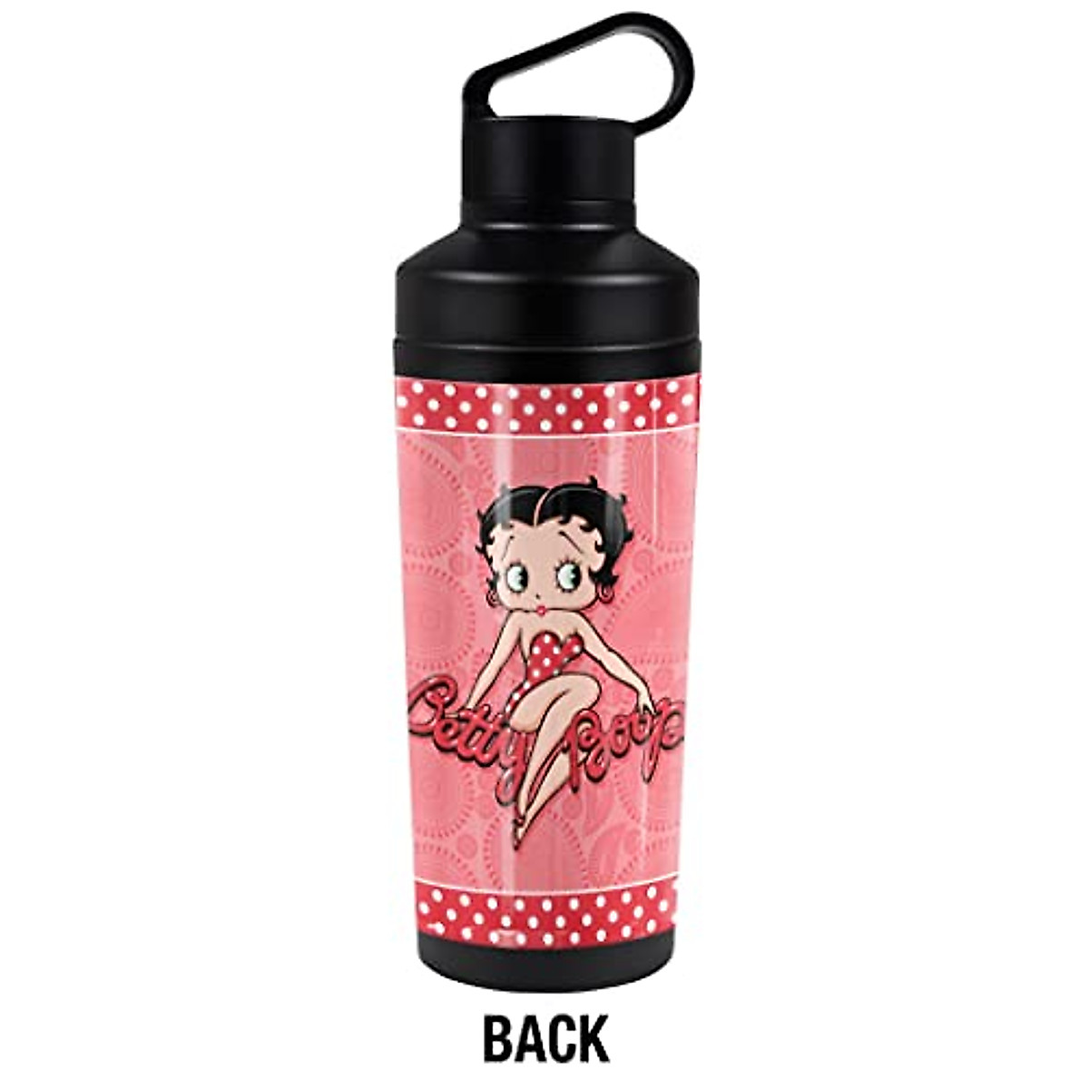 Betty Boop OFFICIAL Paisley Dots 18 oz Insulated Water Bottle, Leak Resistant, Vacuum Insulated Stainless Steel with 2-in-1 Loop Cap