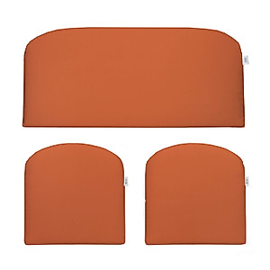 RSH DECOR: Sunbrella 3-Piece Wicker Foam Cushion Set | 41" x 19" & 19" x 19" | Performance Fabric | Outdoor Settee Loveseat & U-Shape Seat Cushions for Patio Furniture | Canvas Jockey Red