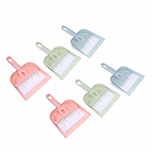 HOMOCONO 6 Sets Pet Broom Desktop Cleaning Tools Desk Broom and Pan Mini Desktop Sweeper Mini Broom Dustpan Kits Tiny Dust Pan Mini Pans Mini Keyboard Broom and Dustpan Tiny House Kit Pp