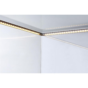 Displays2go Glass Merchandise Counter, Laminated MDF, Tempered Glass – Silver (GTLEDQ4SLV)