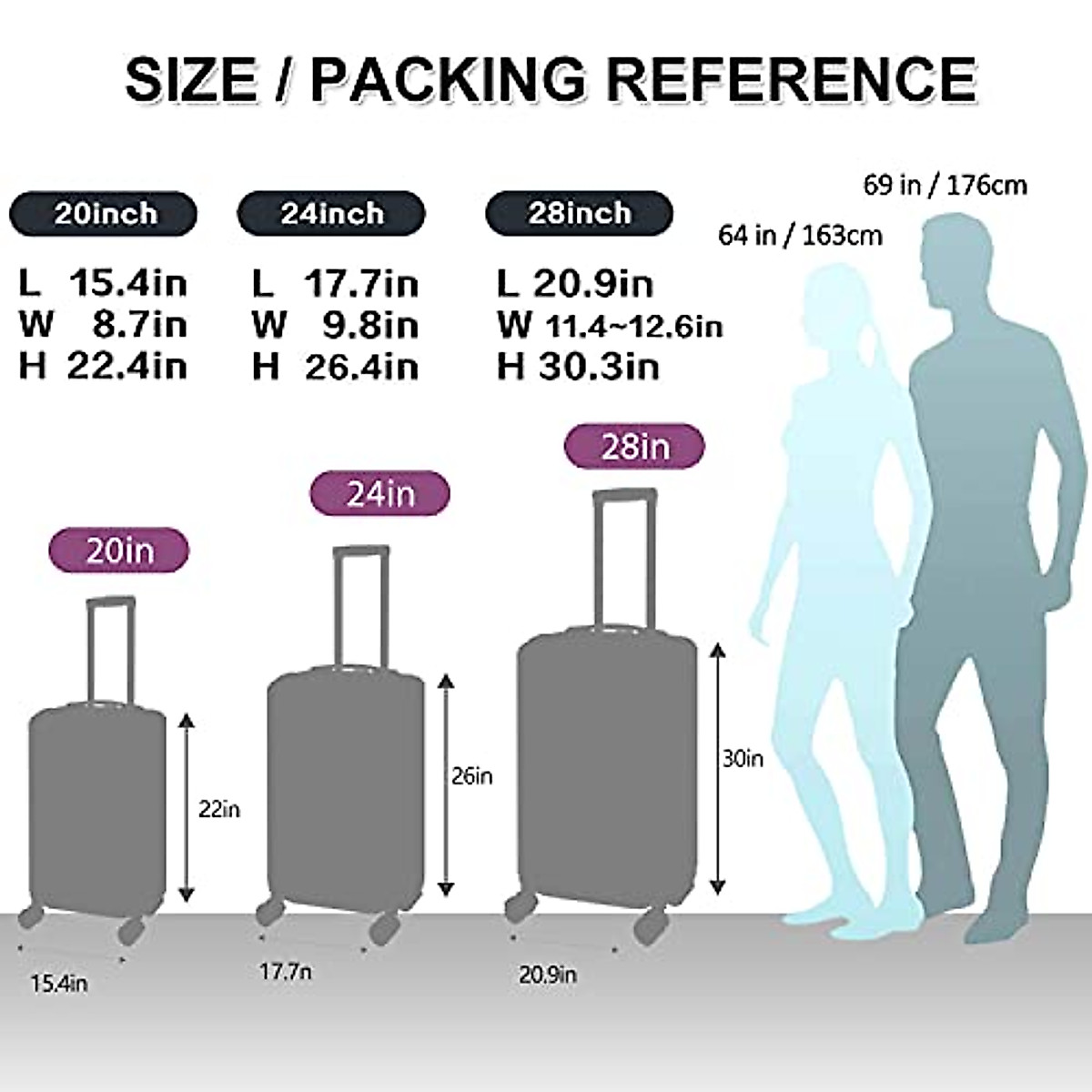 Tiktun Luggage, PC+ABS Hardshell Lightweight Durable Spinner Wheels Suitcase, Silver, 3-Piece Set (20"/24"/28")
