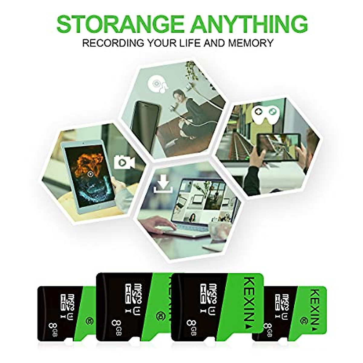 KEXIN 5 Pack 8GB Micro SD Card MicroSDHC UHS-I Memory Cards Class 10, C10, U1