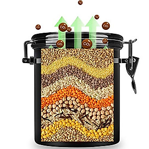 Coffee Container Airtight Coffee Canister, Coffee Stainless Steel Container for the Kitchen, Coffee Ground -One Way Co2 Valve Airtight Coffee Canister (Black,1.5L)…