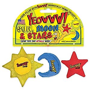Yeowww! Catnip Cat Toy for Indoor and Outdoor Cats -Premium Quality Strong Catnip Toys for Cats (1x Crinkle Catnip Toy Sun 1 x Moon 1x Star), Purple, 3 Count (Pack of 1) (Yeoww Sun Moon and Stars)