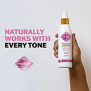 Fake Bake Flawless Darker Self-Tanning Liquid Streak-Free, Long-Lasting Natural Glow For All Skin Tones - Sunless Tanner Includes Professional Application Mitt, Black Coconut Scent - 6 oz (Pack of 2)