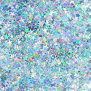 Silver Twinkle Stars Table Confetti - Sparkle Foil Metallic Sequins Confetti Wedding Under The Sea Baby Shower Birthday Party Sprinkles Confetti Decorations, 60g