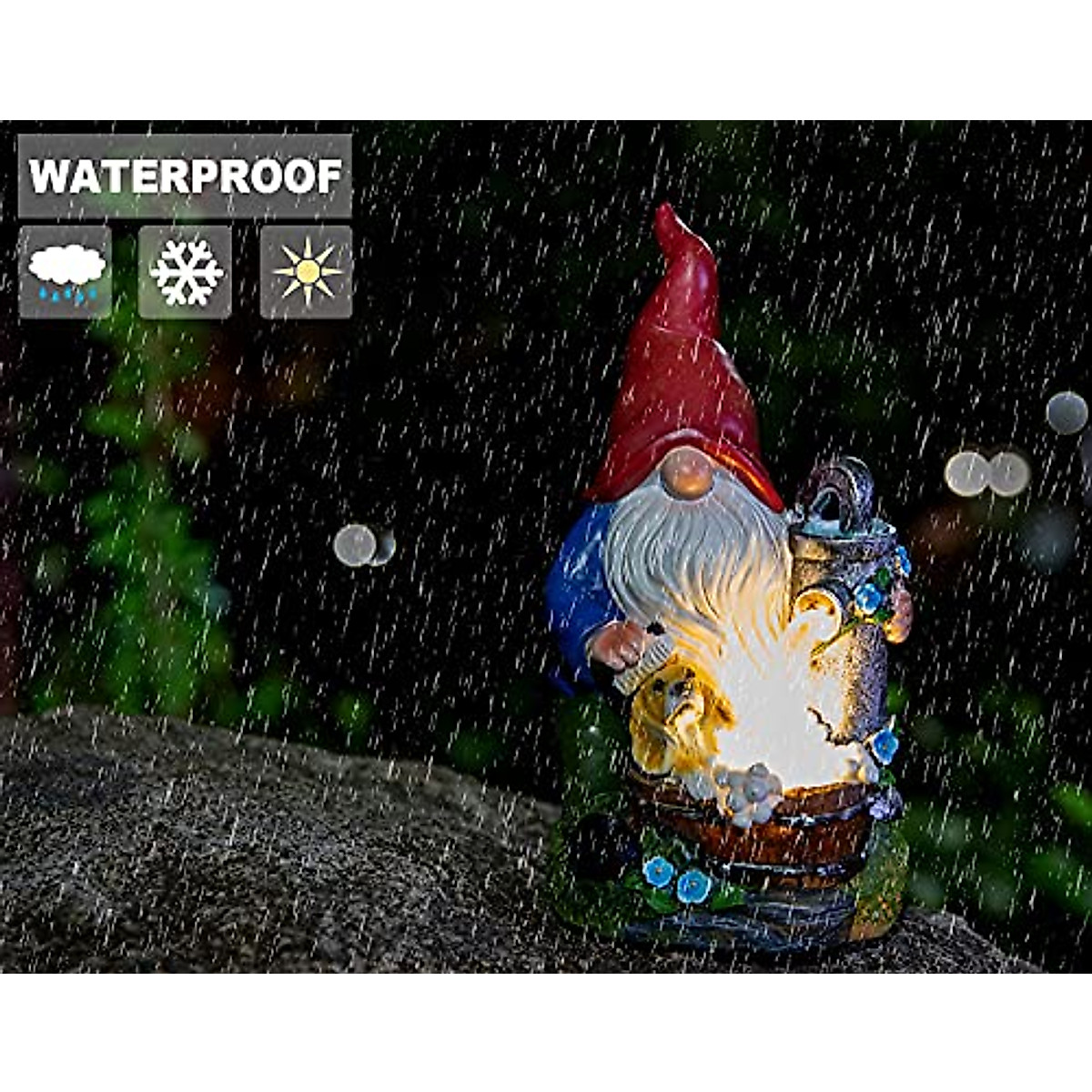 Garden Gnomes Statues Knomes Figurines Large Funny Outdoor Decor Clearance with Solar Lights for Outside Patio Yard Lawn Porch Christmas Art Decoration Ornament Housewarming Gifts