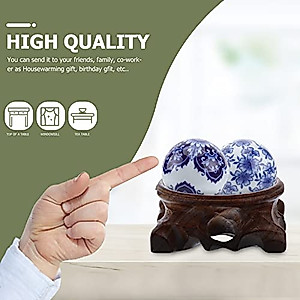 SEWACC Ceramics Balls Set of 3pcs Porcelain Orbs Random Style Chinese Style Decorative Balls Pretty Floating Balls Unique Home Decor for Bowl, Vase, Basket, Dish, Fish Tank ( Blue )