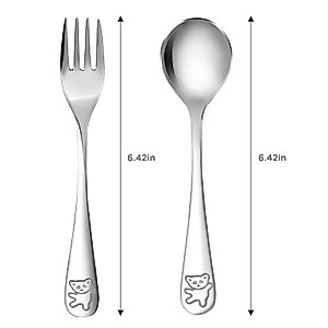 PandaEar 6 Piece Kids Silverware Cutlery Flatware Set |Toddler Baby Child Stainless Metal Utensils Baby Metal 3 Spoons 3 Forks (304 Stainless Steel)