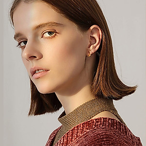 Spike Hoop Earrings Huggie Stud 14K Gold Plated Rivet Simple Earrings For Women