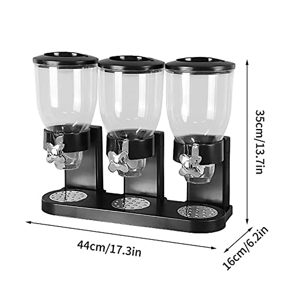 Cereal Dispenser Countertop Indispensable Dry Food Dispenser Triple Food Dispenser Cereal Containers Storage Rice Candy Dispenser Machine for Trail Mix Nut Grain Beans Rice Snack Granola