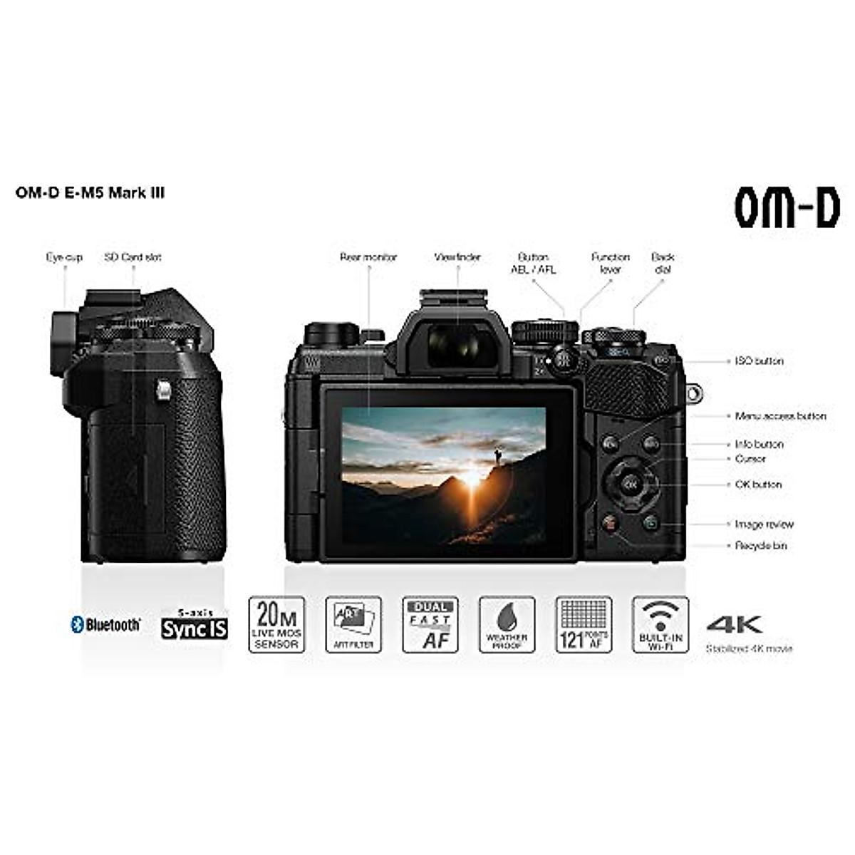 Olympus OM-D E-M5 Mark II Body Mirrorless Digital Camera [Black]International Version (No Warranty)