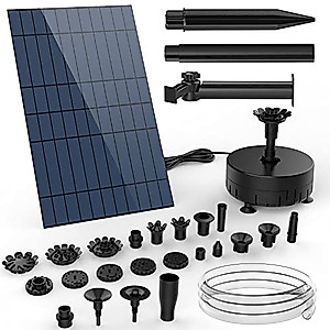 10W Solar Fountain Pump with Multiple Nozzles, DIY Water Feature Kit for Outdoor with Pipe, Solar Powered Water Fountain Pump for Bird Bath, Garden, Ponds, Fish Tank