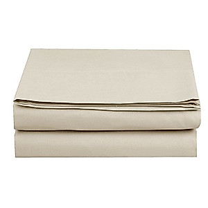 Luxury Flat Sheet on Amazon Elegant Comfort Wrinkle-Free 1500 Thread Count Egyptian Quality 1-Piece Flat Sheet, King Size, Cream