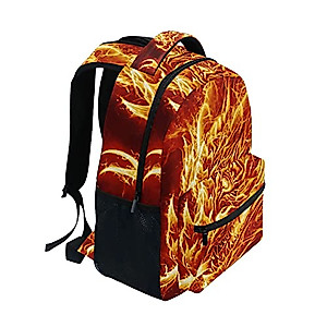 JIPONI Fire Dragon Head on Dark Background Backpack For Girls Boys, Student School Bag Bookbag Travel Laptop Backpack Purse Daypack