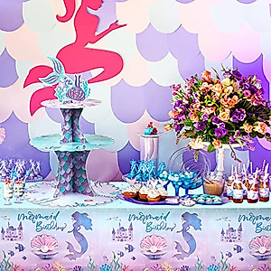 Kritkin 2 Pieces Mermaid Cupcake Stand 3 Tier Mermaid Tail Cupcake Holder Mermaid Theme Dessert Stand for Under the Sea Mermaid Birthday Party Decorations Supplies Favors