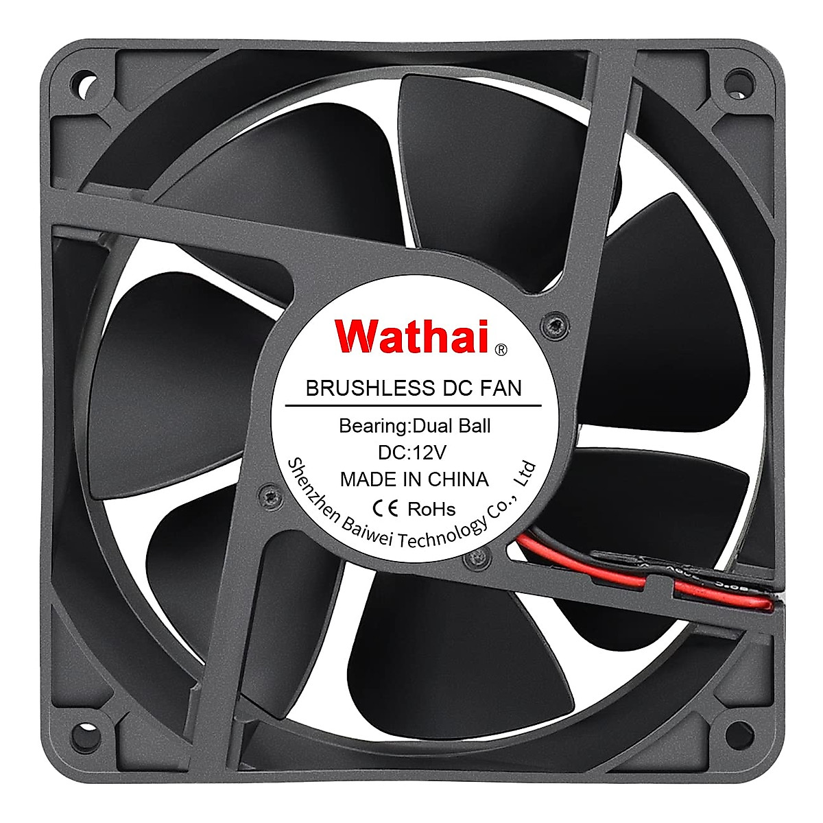Wathai 120mm x120 x 38mm 12V 2Pin Dual Ball 12cm Industrial Cooling Fan High Airflow