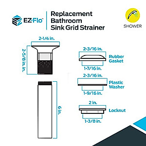 EZ-Flo 1-1/4 Inch x 8 Inch Replacement Bathroom Sink Grid Strainer, Chrome, 35072