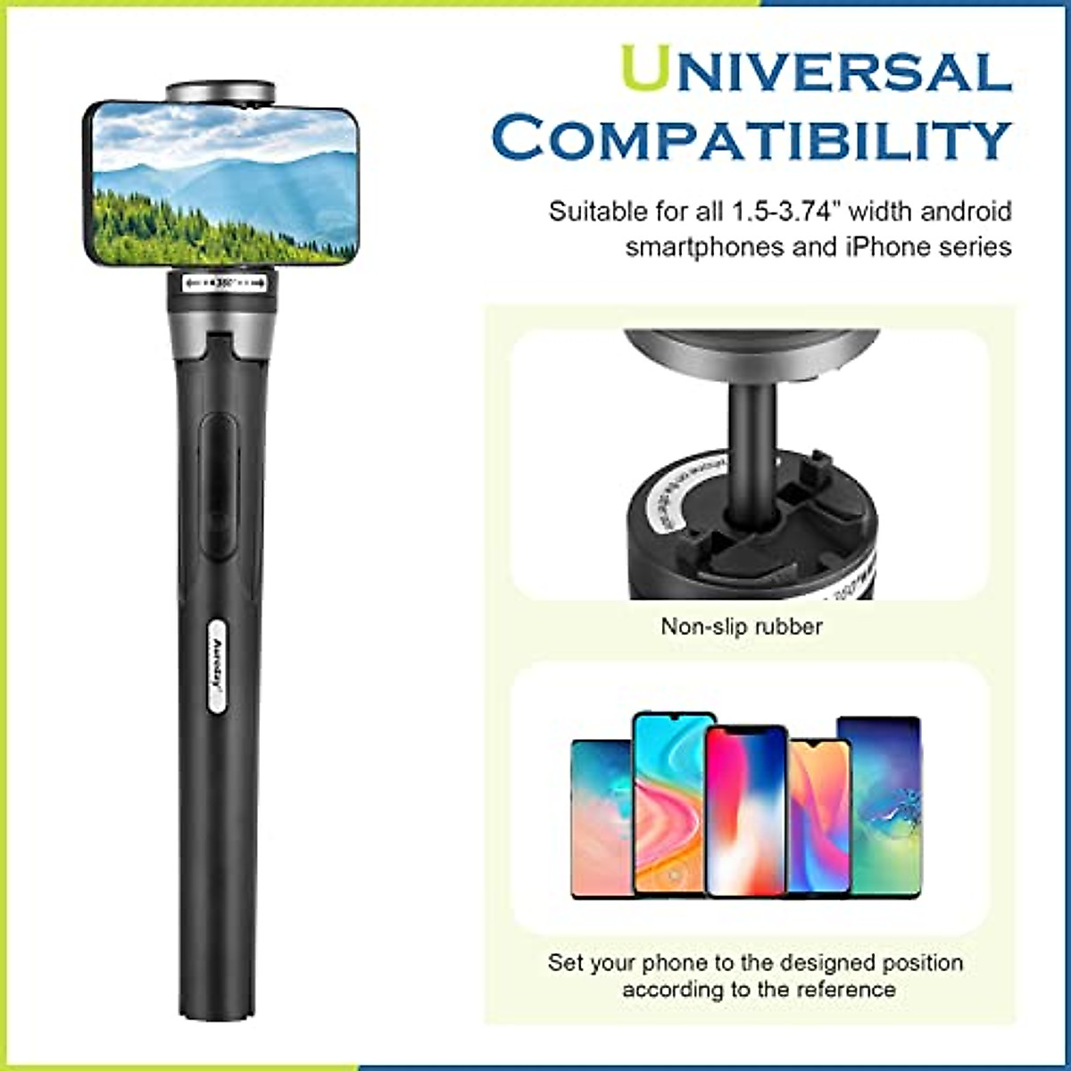 Aureday 60" Phone Tripod Stand, All in One Selfie Stick Tripod for iPhone and Android Cell Phone, Portable iPhone Tripod Stand with Remote for Video Recording/Selfie/Vlogging/Live Streaming