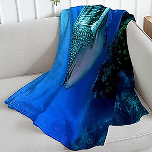 Lightweight Fleece Blanket for Sofa,Fish Coral Ocean Shark,Soft Blanket and Throw Blankets for Bed Couch