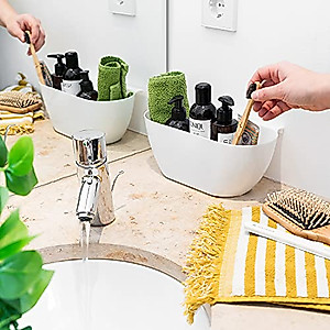 Navaris Hanging Kitchen Waste Bins - Over-Cabinet Garbage Bowl Holder Trash Containers for Collecting Food Scraps and Compost from Counter - Set of 2