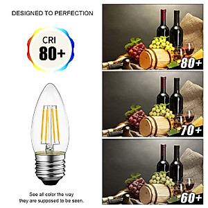 LVWIT Dimmable LED Candelabra Bulbs B11 Filament Bulb E26 Base 5.5W(75W Equivalent) 2700K Warm White Chandelier Decorative Candle Light Bulb 6 Pack