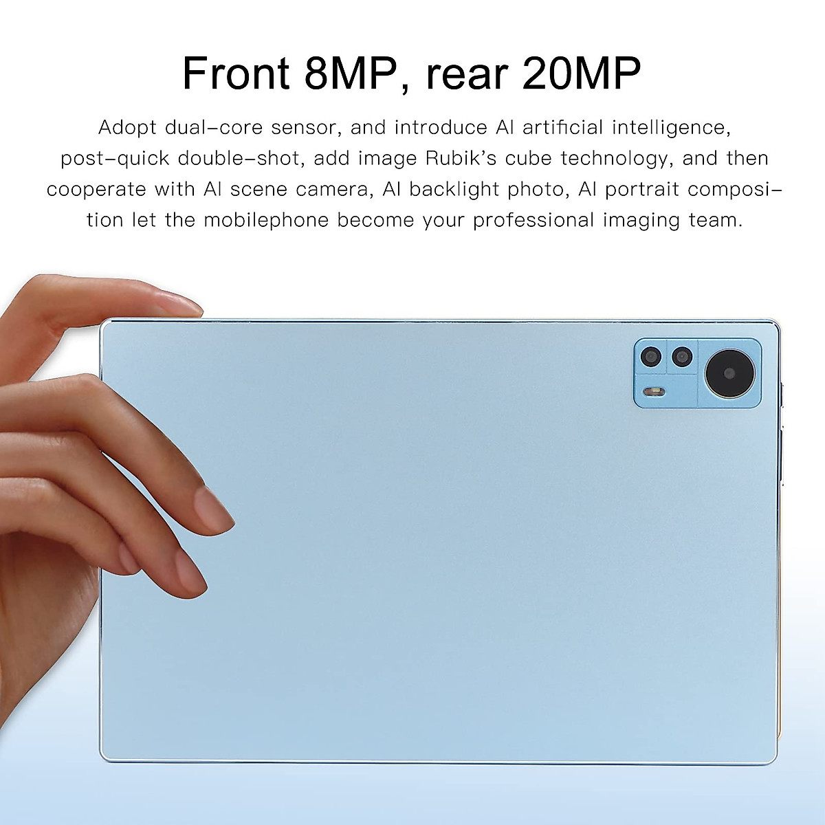 10.1 Inch Tablet PC, USB C Calling Tablet, 8G RAM 256G ROM, Octa Core Tablets, 1080P IPS HD Touch Screen, 20MP Camera, 2.4G/5G WiFi, 6000mAh Battery, 11, Blue