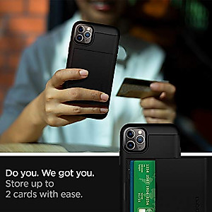 Spigen Slim Armor CS Compatible with iPhone 11 Pro Case, 2-Piece Card Slot TPU Layer + PC Mobile Phone Case for iPhone 11 Pro Case, Black 077CS27235