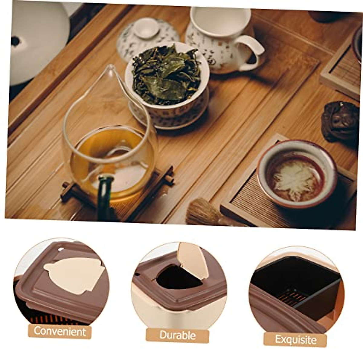 KICHOUSE 1 Set Tea Residue Bucket with Lid Tea Residue Filter Bucket Container with Lid Table Top Bin Garbage Can Mini Containers Small Wastebasket Drain Tray Office Desktop Pp