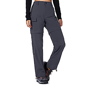 Cycorld Women's-Hiking-Pants-Convertible Quick-Dry-Stretch-Lightweight Zip-Off Outdoor Pants with 5 Deep Pocket（Grey, Large