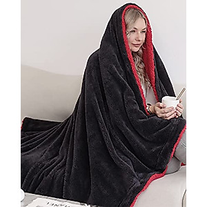 Gemarwel Ultra-Soft Micromink Thick Sherpa Blanket Twin Size for Bed, Reversible Fuzzy Warm Throw Blanket All Season for Men Women Gifts (60X80 Red and Black)