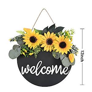 Sunflower Wreaths Welcome Sign Sunflower Door Seasonal Welcome Wreath Yellow Sunflower Living Room Decor for Front Door Porch Home Window Wall Farmhouse Garden Indoor Outdoor Classroom Decor
