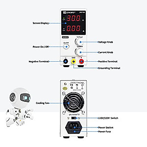 DC Power Supply Variable,0-30 V / 0-10 A LW-K3010D Adjustable Switching Regulated Power Supply Digital,with Alligator Leads US Power Cord Used for Spectrophotometer and lab Equipment Repair