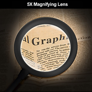 Rechargeable 5X Magnifying Glass with Light and Stand, XYK Desk Magnifying Lamp for Reading, Hobbies, Crafts, Workbench - White…